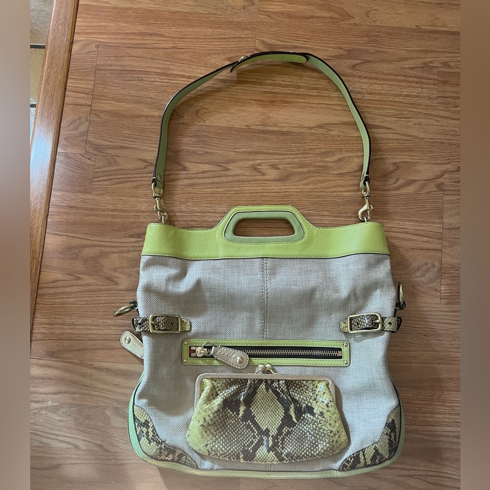 Coach Bonnie Python/Straw Convertible Bag - Gem